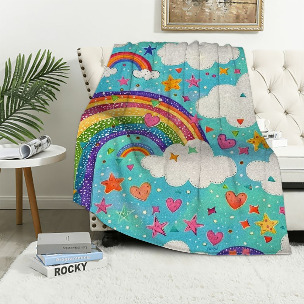 Creowell Rainbow Blanket for Women Men, Comfy Aesthetic Warming Blanket ...