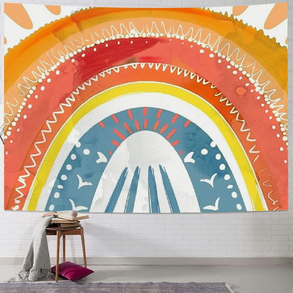 Creowell Rainbow Decor Tapestry, Bohemian Colorful Rainbow Tapestry ...