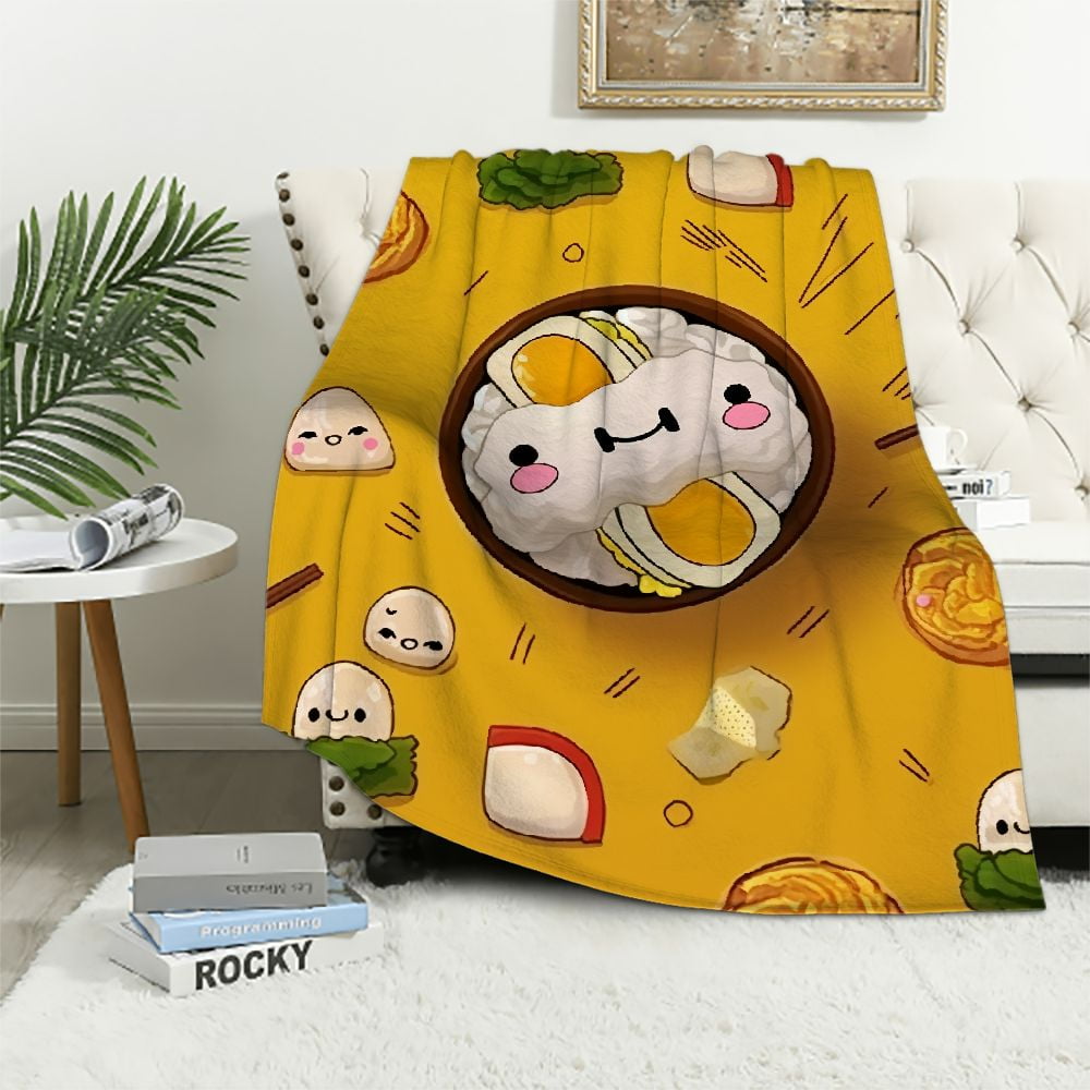 Creowell Ramen Blanket Cute Ramen Noodle Soup Japanese Food Yellow ...