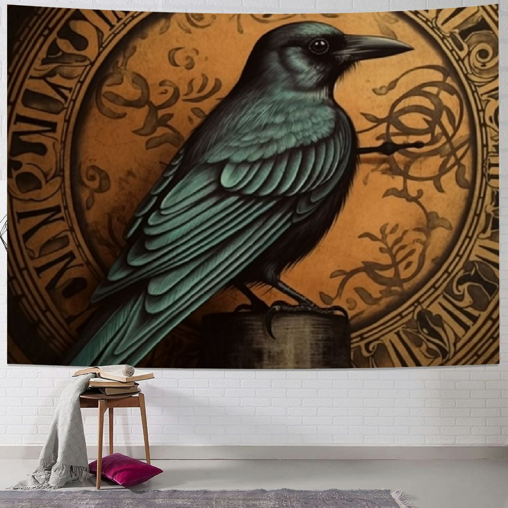 Creowell Raven Tapestry, Gothic Style Tapestry Wall Hanging, Aesthetic ...