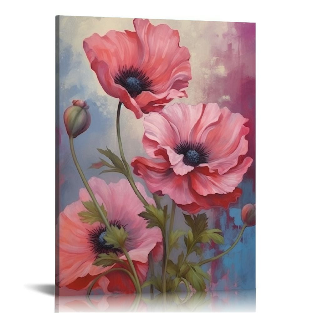 Creowell Red Poppy Flowers Wall Art Vintage Style Picture Canvas ...