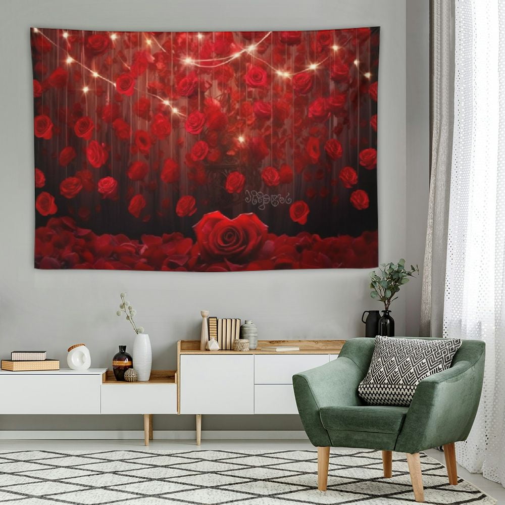 Creowell Red Rose Photography Backdrop Floral Wall Valentine's Day ...