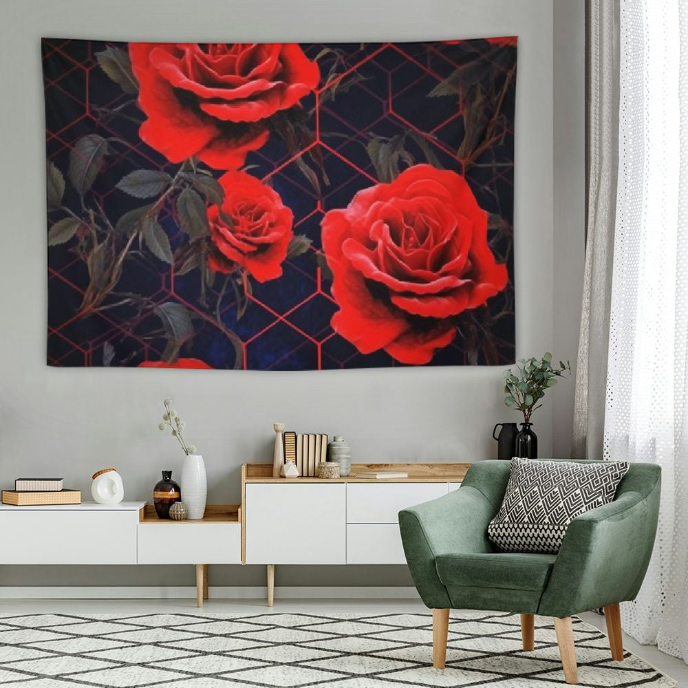 Creowell Red Roses Tapestry Luxury Rose Floral Wall Tapestry for Kids ...