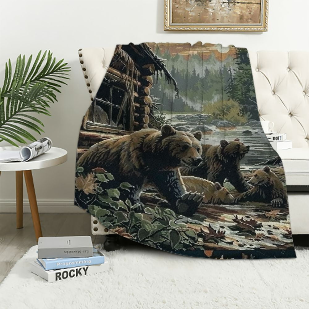 Creowell Retro Beer Deer Flannel Blankets, Vintage Cottage Country ...