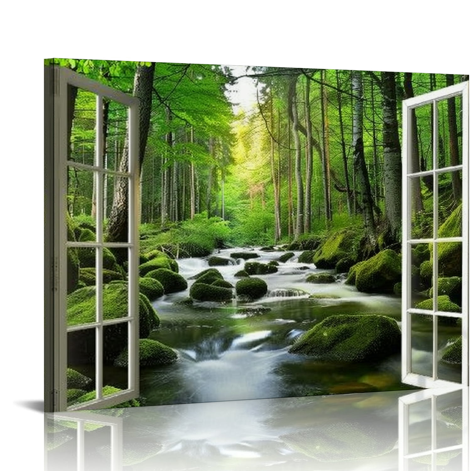 Creowell River Forest Stream Canvas Prints Wall Art Home Decor 20x16in ...
