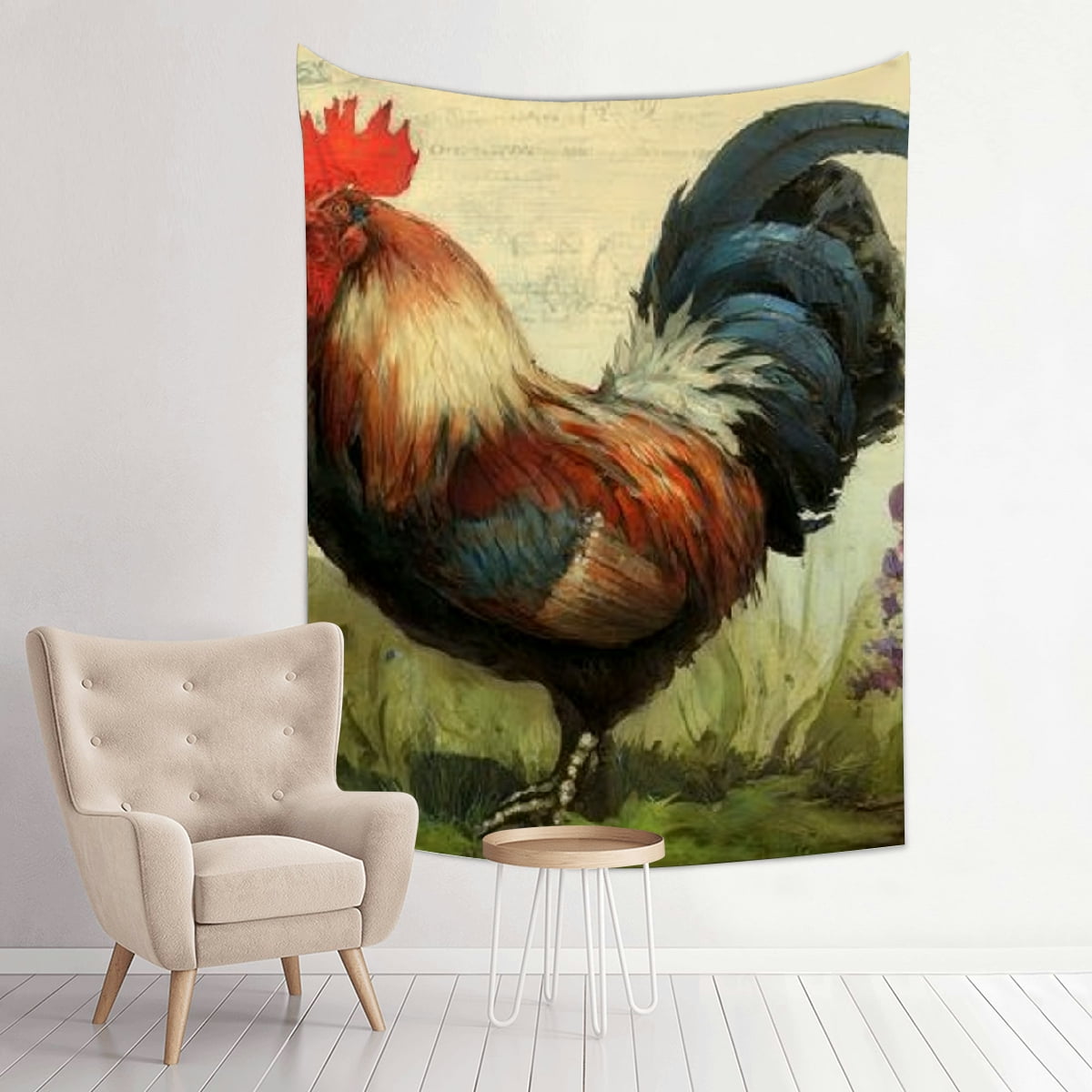 Creowell Rooster Grass Flowers Tapestry Wall Hanging Home Decor 30*40in ...