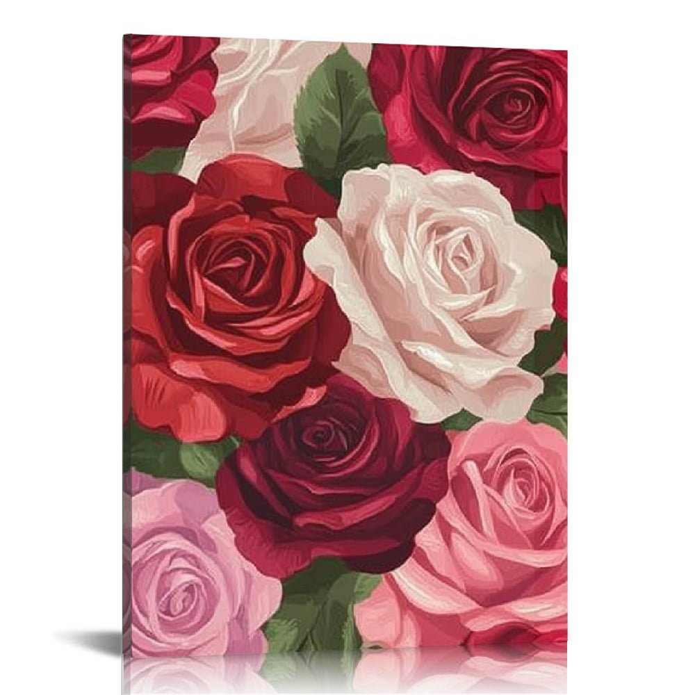 Creowell Roses Wall Decor Canvas Print for Home Office Living Room ...