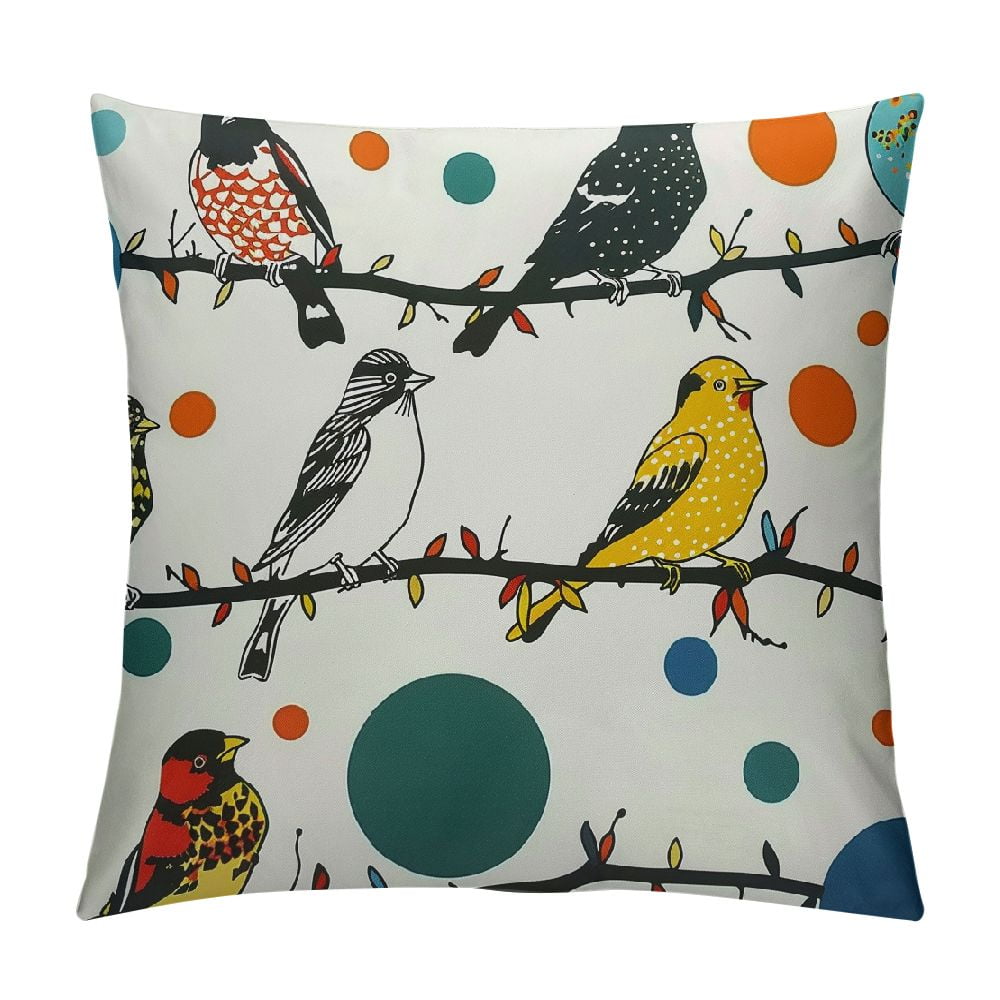 Creowell Rowley Birds Throw Pillow Covers Colorful Boho Cute Farmhouse ...