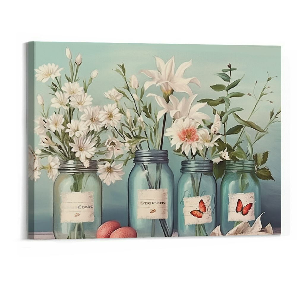 Creowell Rustic Bathroom Wall Art Flower Canvas Wall Art For Bathroom ...