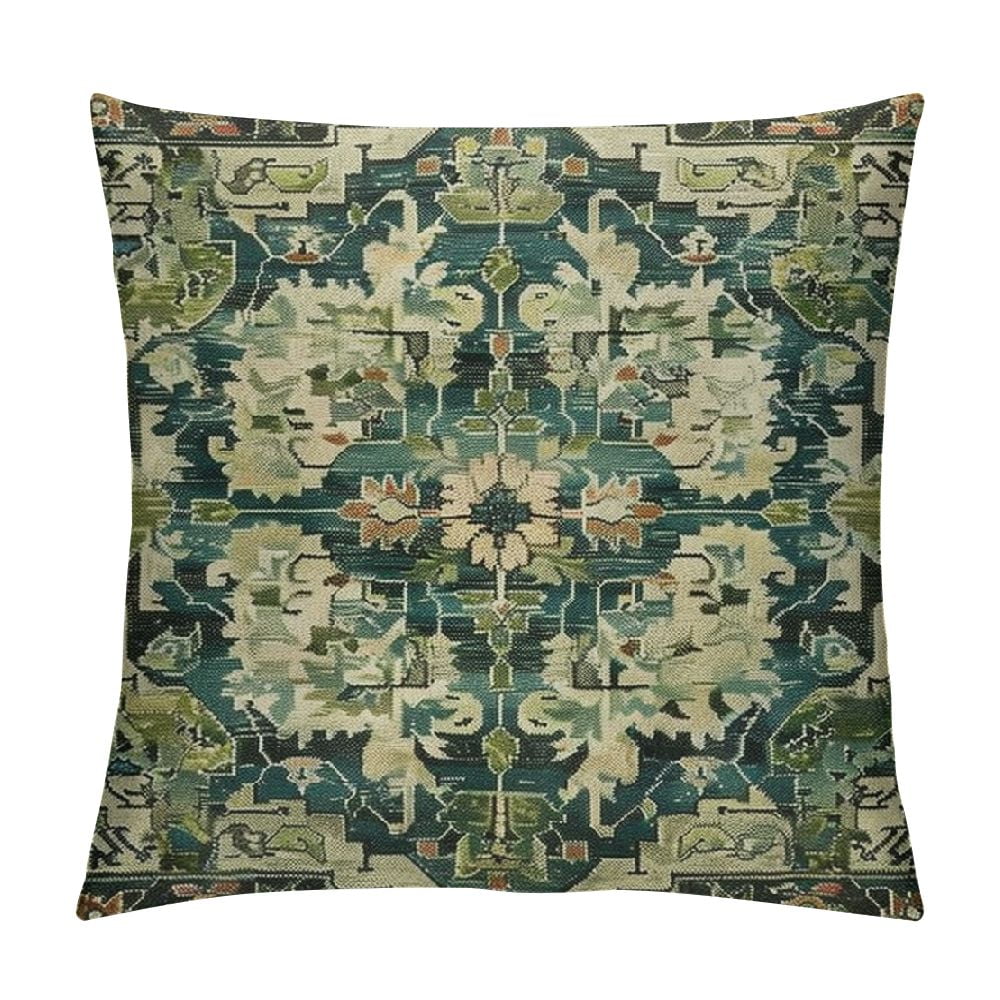 Creowell Sage Green Blue Boho Pillow Covers Carpet Bohemian Floral ...