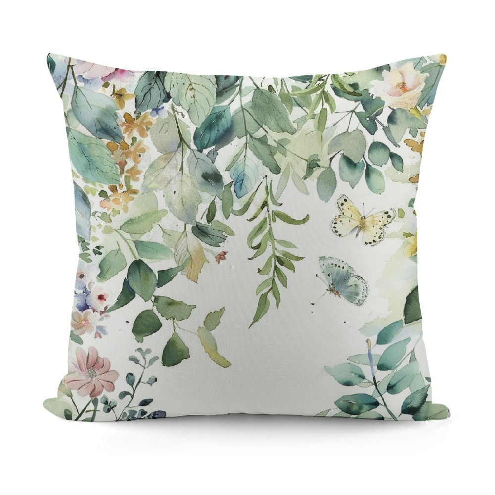 Creowell Sage Green Leaf Pillow Covers 18x18 Inch Spring Floral ...