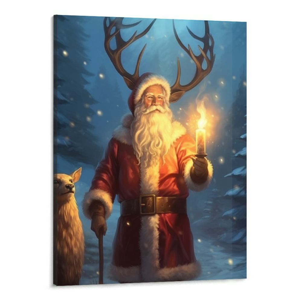 Creowell Santa Claus Canvas Wall Art Santa Portrait Poster Prints New ...
