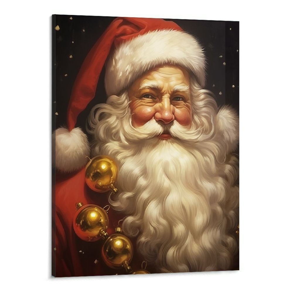Creowell Santa Claus Wall Art Christmas Canvas Pictures Vintage Santa ...