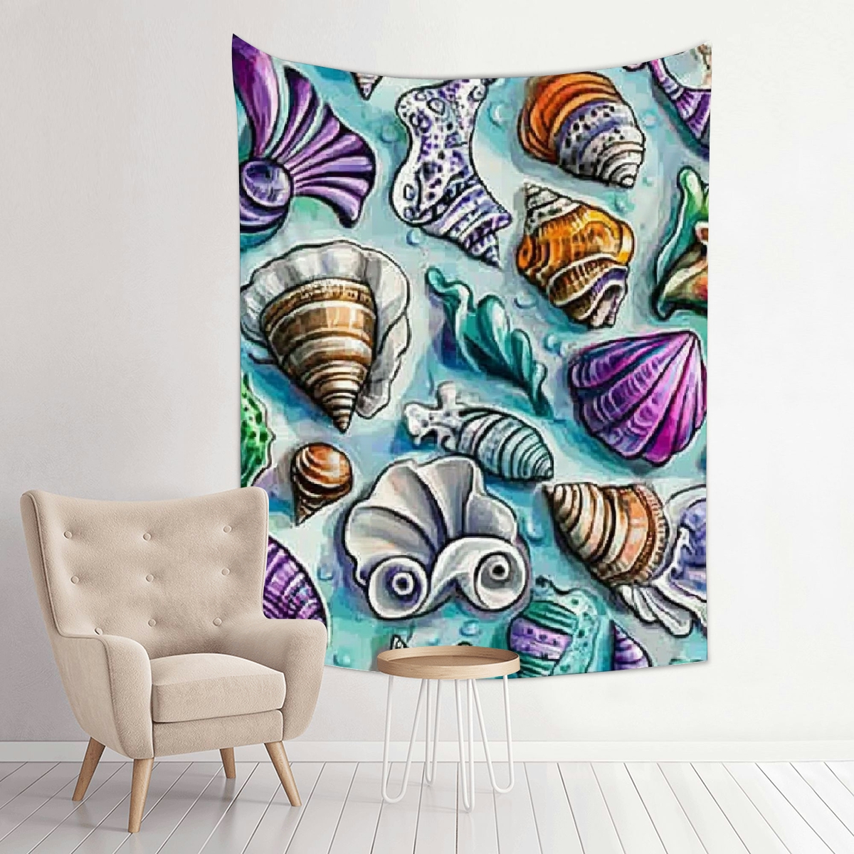 Creowell Sea Animals Shells Tapestry Wall Hanging 100% Polyester ...