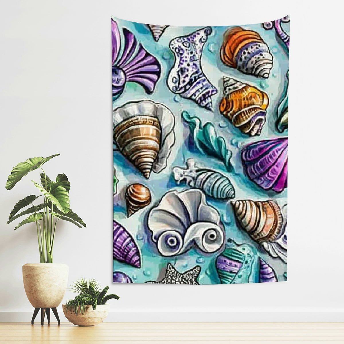 Creowell Sea Animals Shells Tapestry Wall Hanging 100% Polyester ...