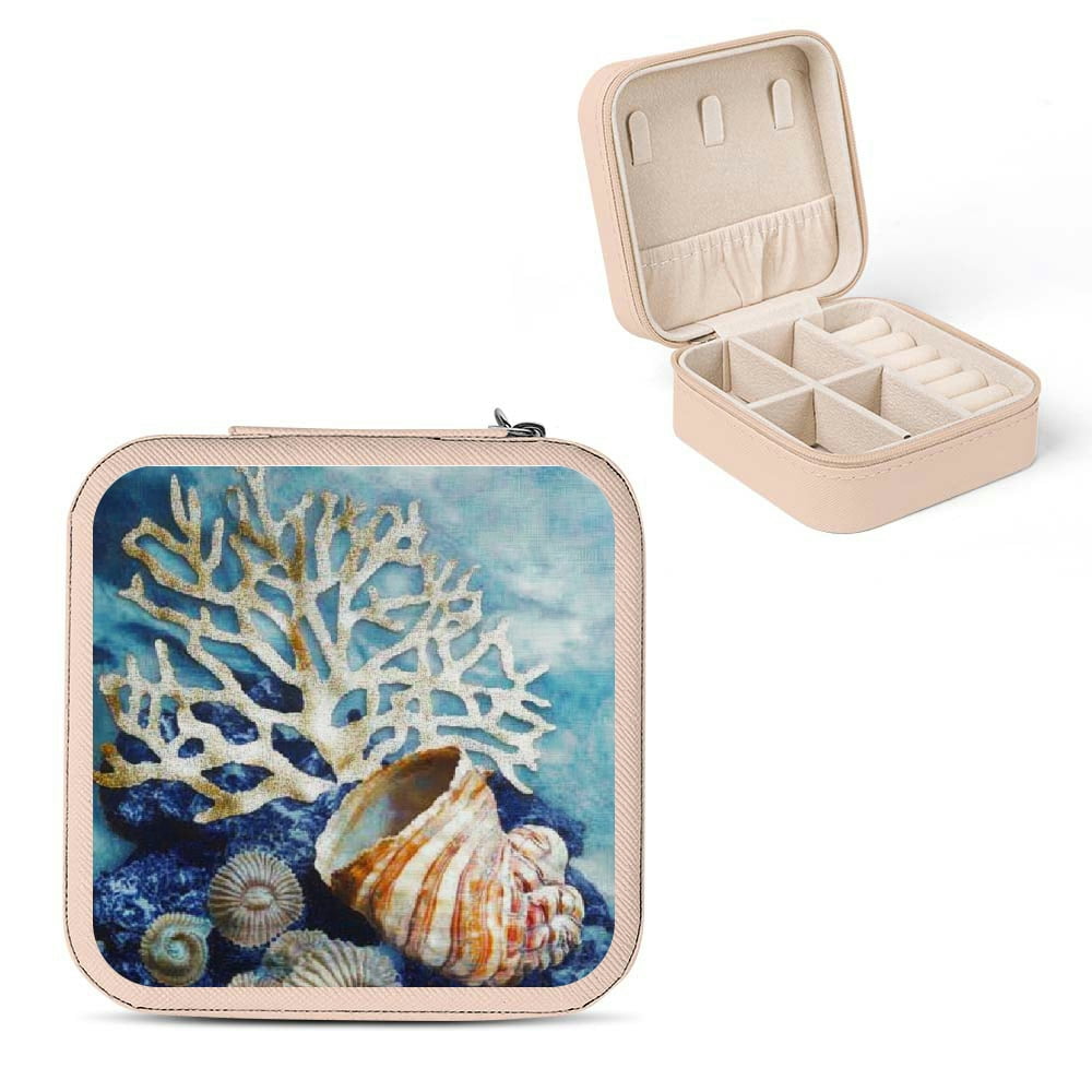 Creowell Sea Shell Coral Ocean Small Jewelry Boxes for Women Necklace ...