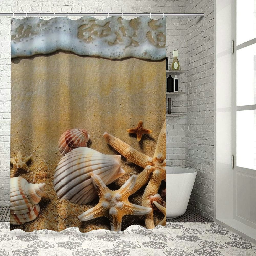 Creowell Sea Starfish Beach Theme Shower Curtain,Summer Starfish Shell ...