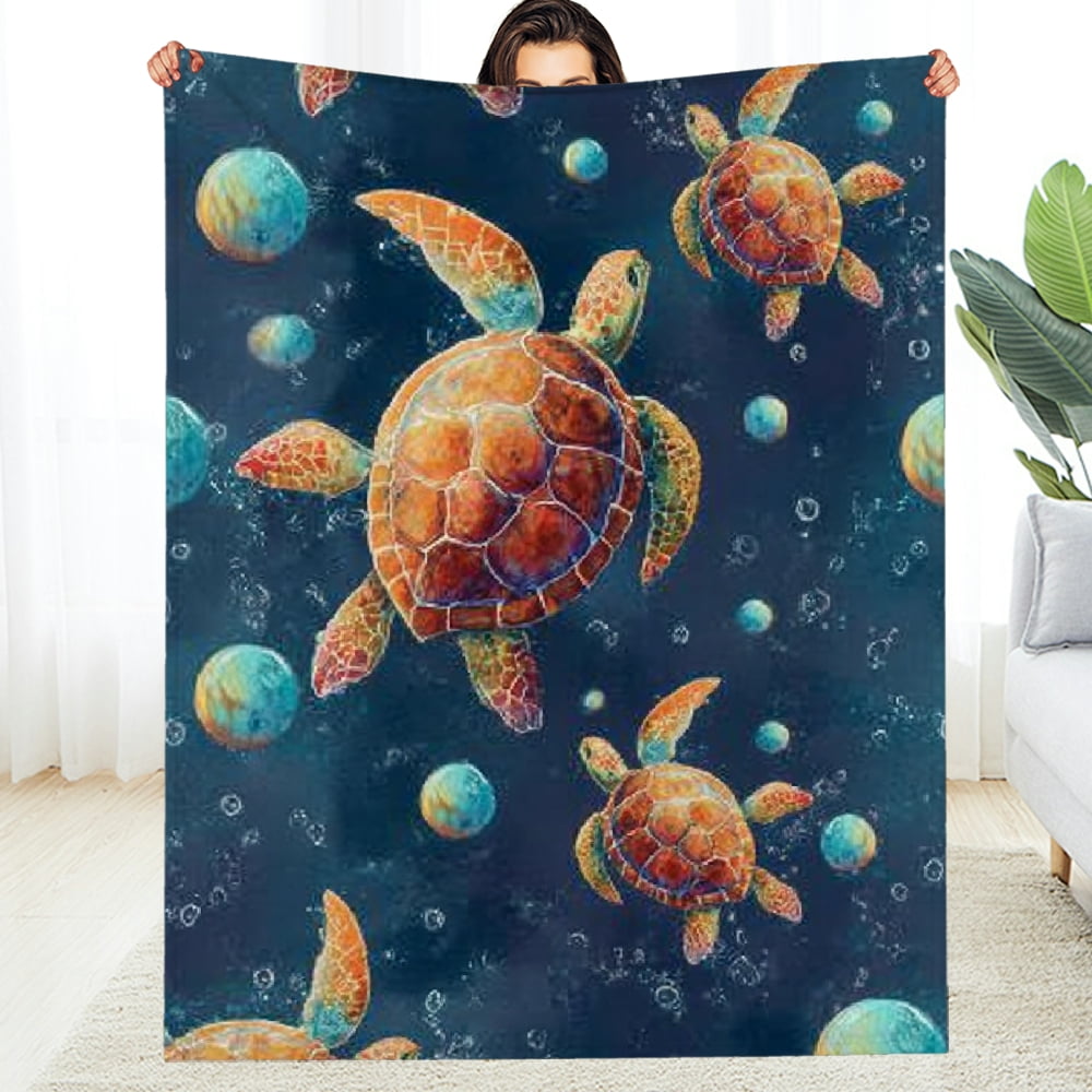 Creowell Sea Turtle Galaxy Throw Blanke ,Soft,Lightweight Cosmic Ocean ...