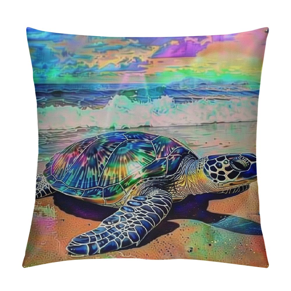 Creowell Sea Turtle Throw Pillow Cover for Boys Girls,Coastal Tortoise ...