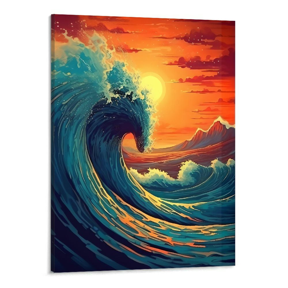 Creowell Sea Wave for Living Room Wall Decor 16x20in Canvas Wall Art Picture 16x20in - Walmart.com