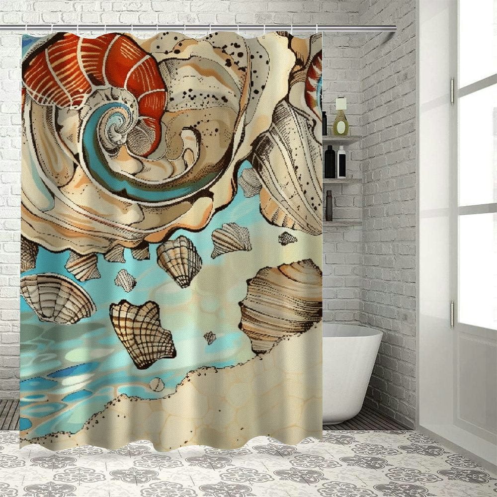 Creowell Seashells Shower Curtain, Pastel Colored Macro Seashells ...