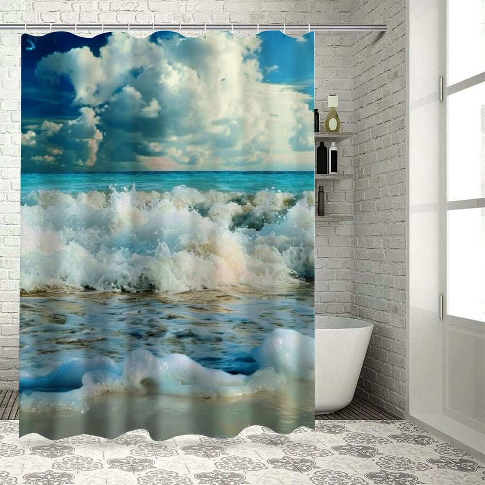 Creowell Seashells Stall Shower Curtain, Nautical Picture of Sunny ...
