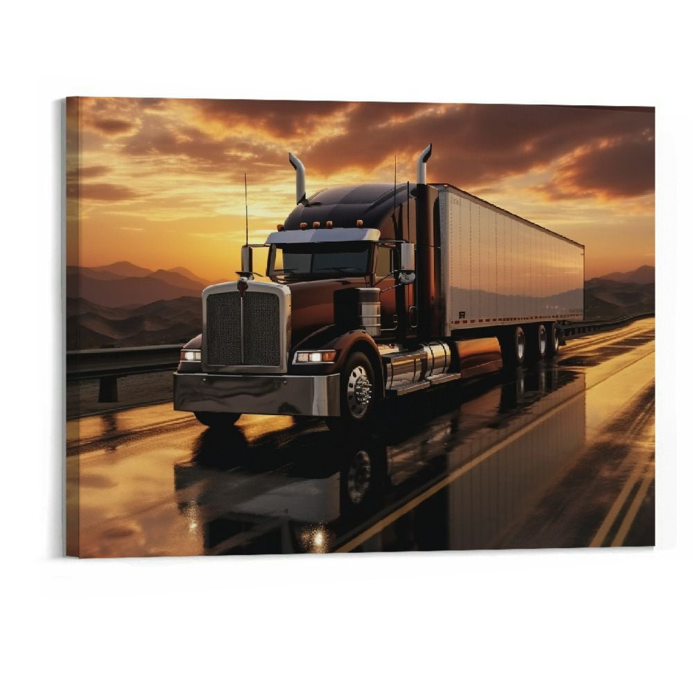Creowell Semi with Trailer Big Rig Truck Poster Wall Home Decor ...
