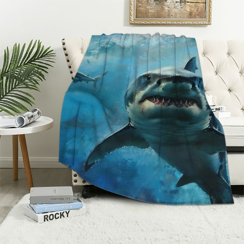 Creowell Shark Throw Blanket Queen Size, 3D Shark Blanket for Bedroom ...