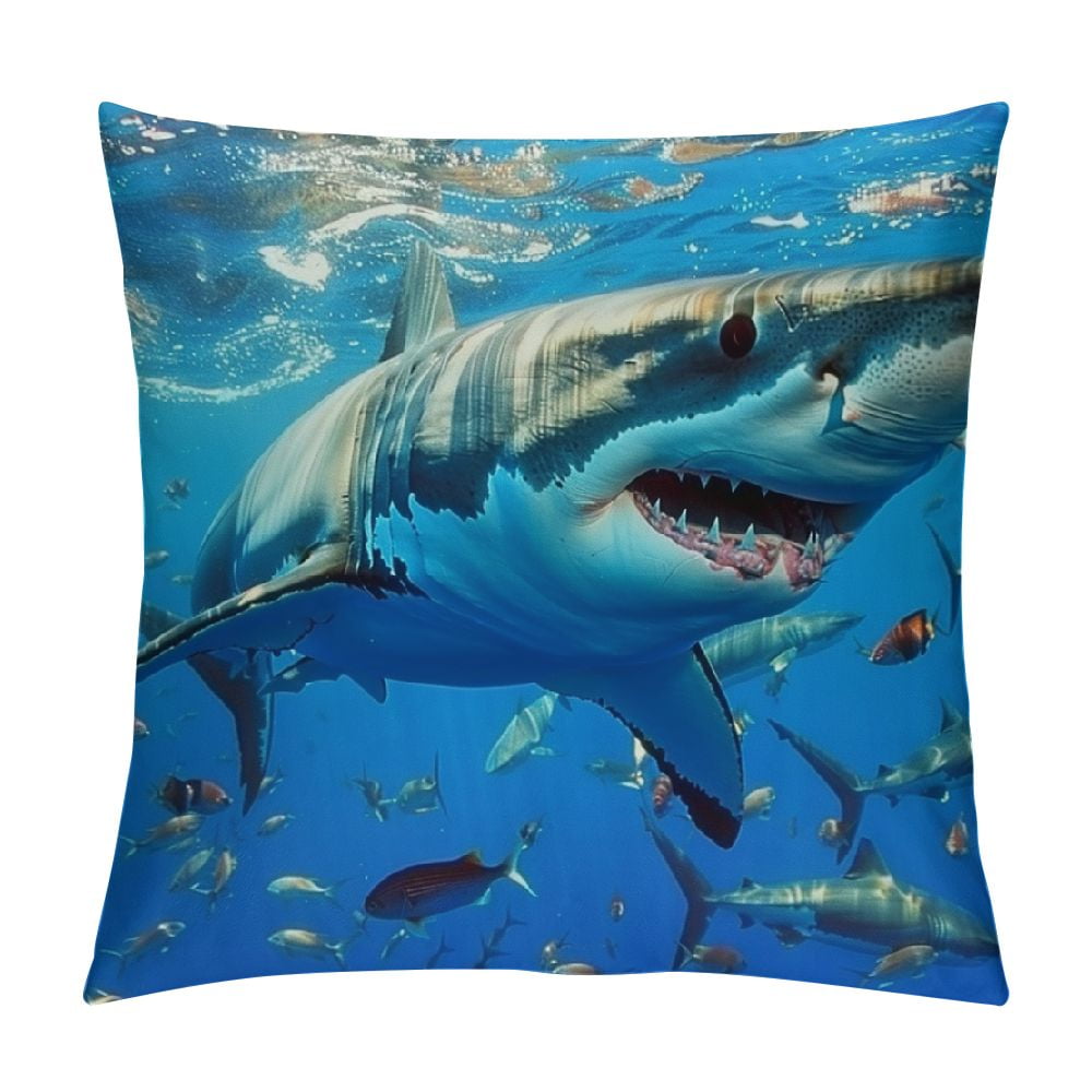 Creowell Shark Throw Pillow Cover , 3D Shark Pillow Cover for Bedroom ...
