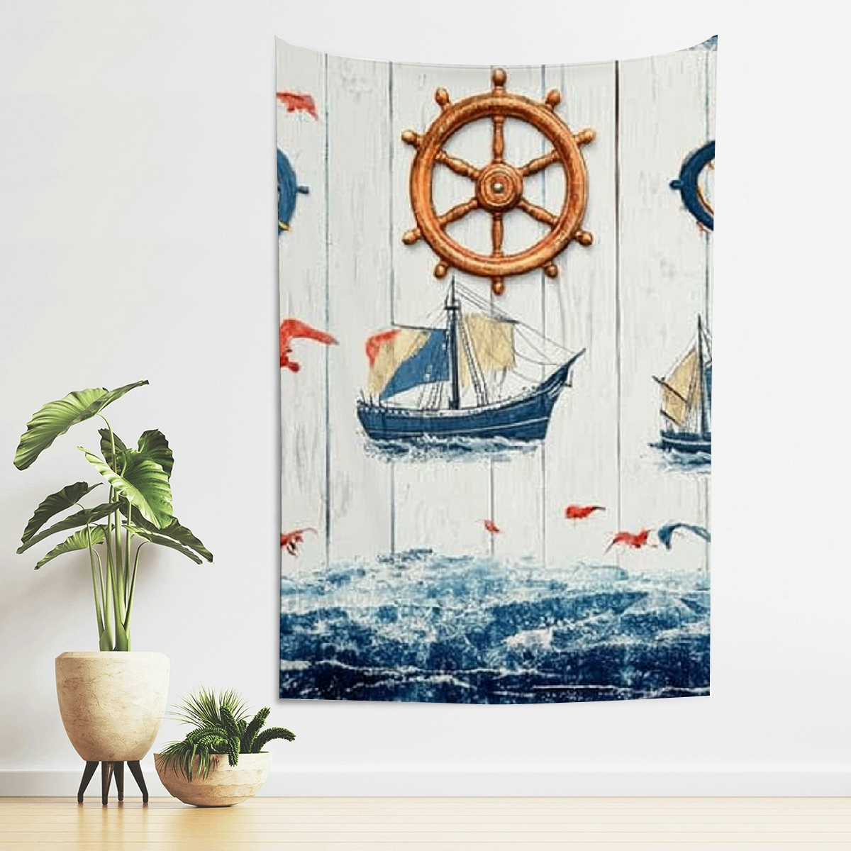 Creowell Ship Boat Ship Wheel Tapestry Wall Hanging 100% Polyester ...