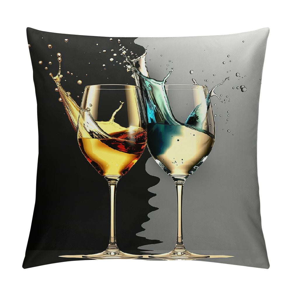 Creowell Short Plush Pillow Case Pillow Covers Wine Glass with ...