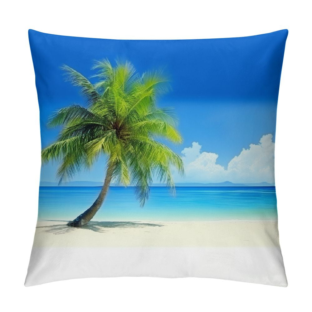Creowell Short Plush Pillow Cover 1 Piece - The Ocean Coconut Tree ...
