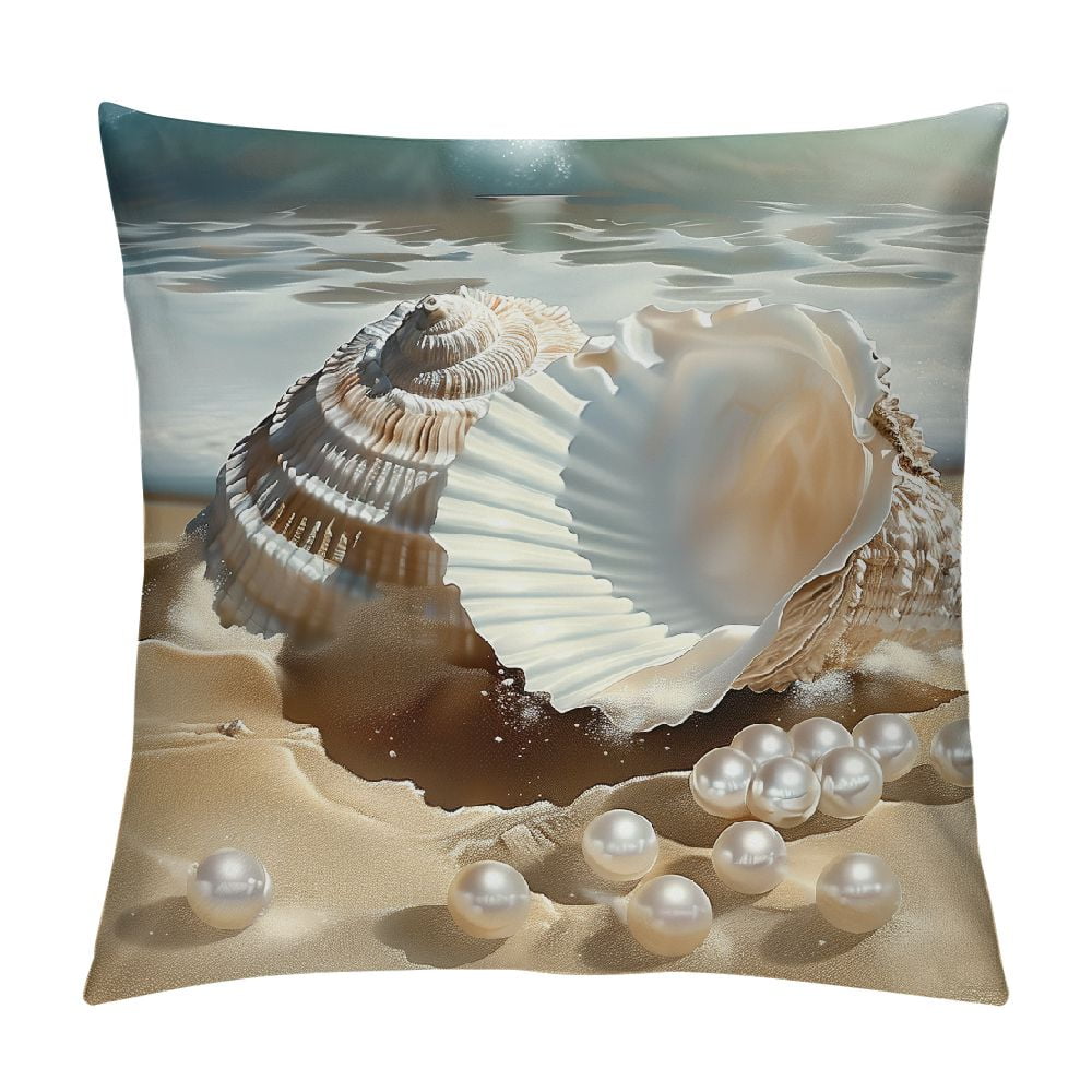 Creowell Short Plush Pillow Covers Beach Shell Starfish Throw Pillows ...