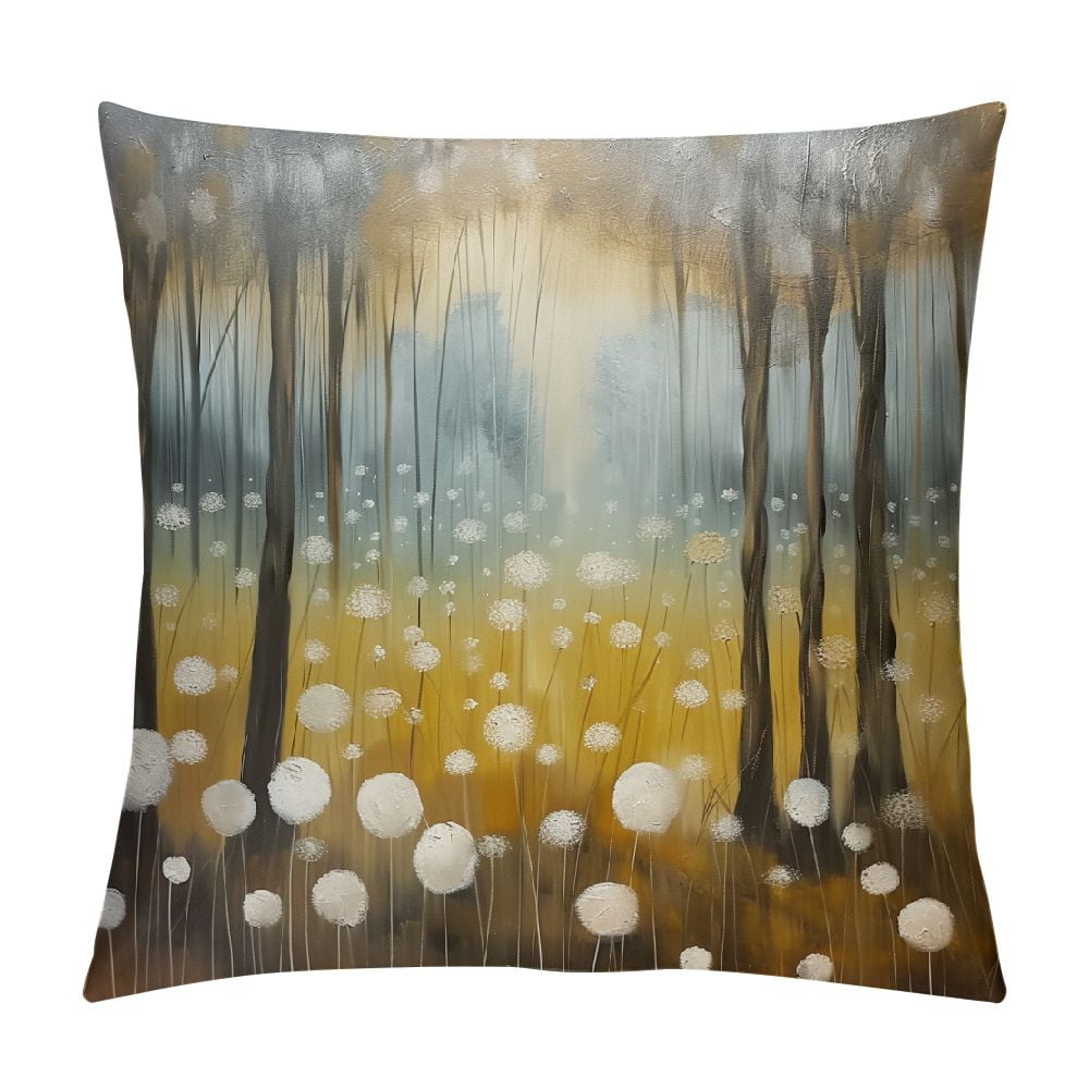 Creowell Short Plush Pillow Covers Brown Dandelion Throw Pillows White ...
