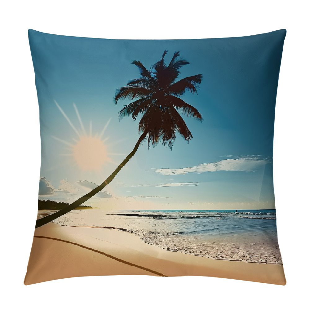 Creowell Short Plush Pillow Covers Summer Ocean Waves Prints Throw ...