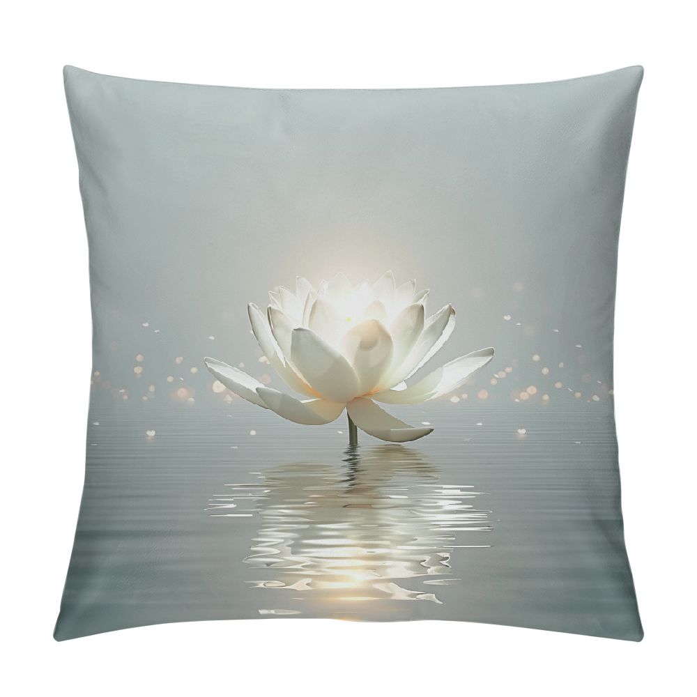 Creowell Short Plush Pillow Covers White Lotus Flower Bloom in Water ...