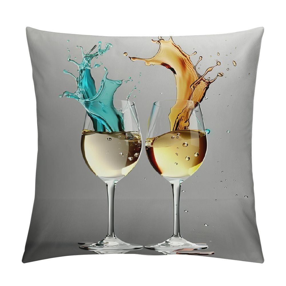 Creowell Short Plush Pillow Covers Wine Glass with Butterfly Sailboat ...
