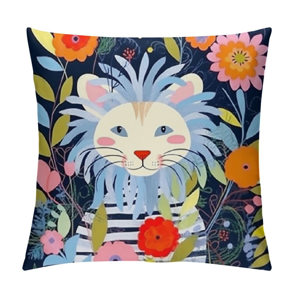 Creowell Short Plush Pillowcase 1 Piece Shy Lion Zipper Closure White ...