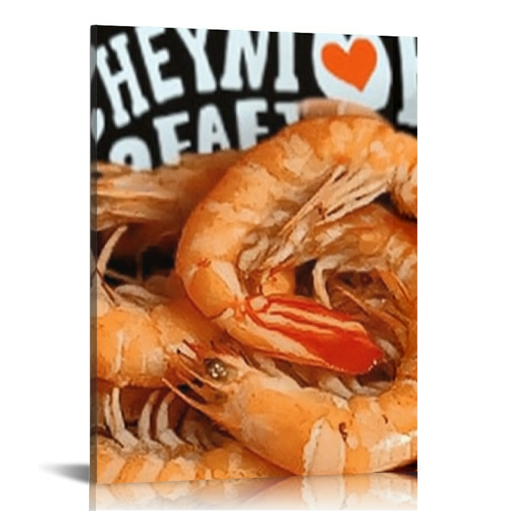 Creowell Shrimp Heart Chippy Canvas Wall Art Modern Prints Home Decor ...