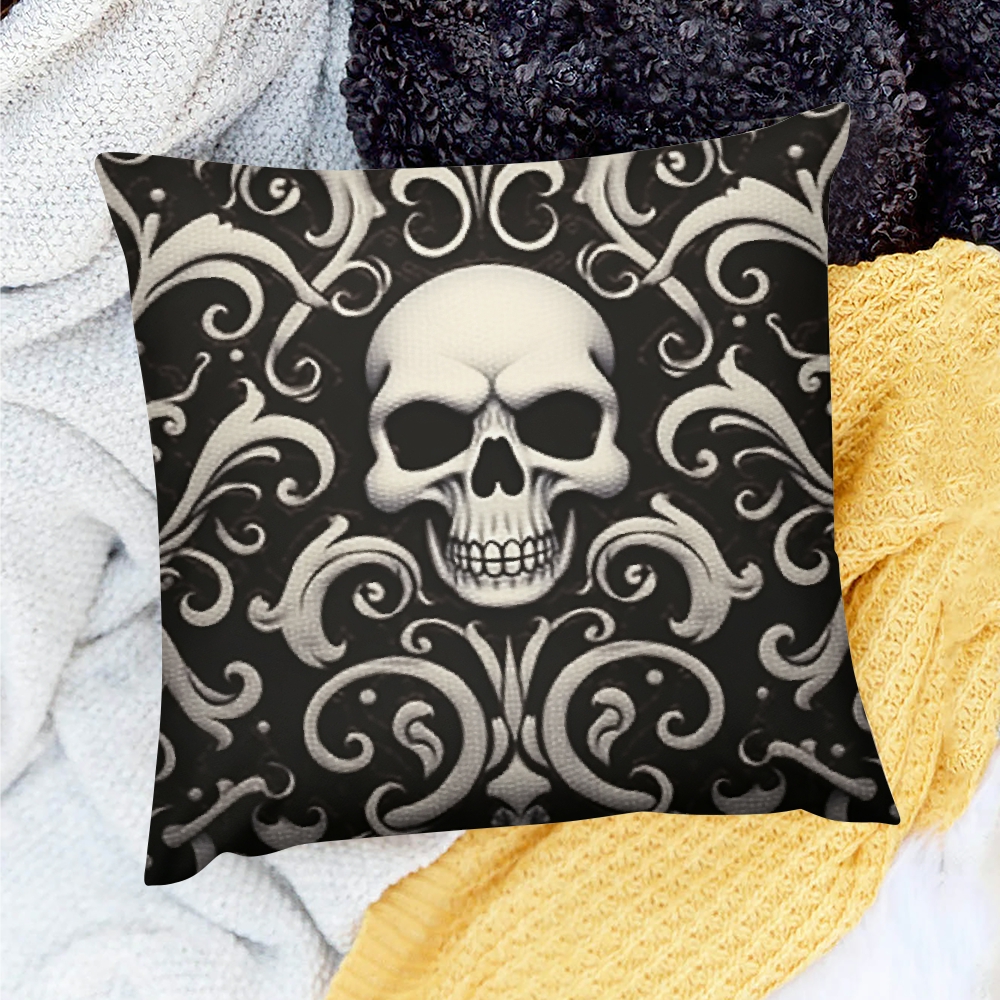 Creowell Skull Swirly Design Gothic Art Pillow Case for Home Sofa ...