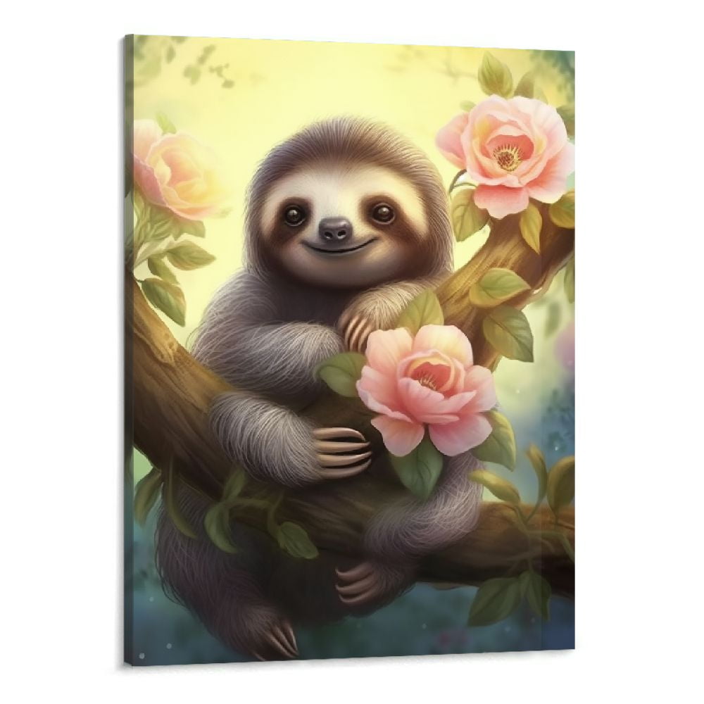 Creowell Sloth Canvas Wall Art Painting Scenery Artwork Picture for ...