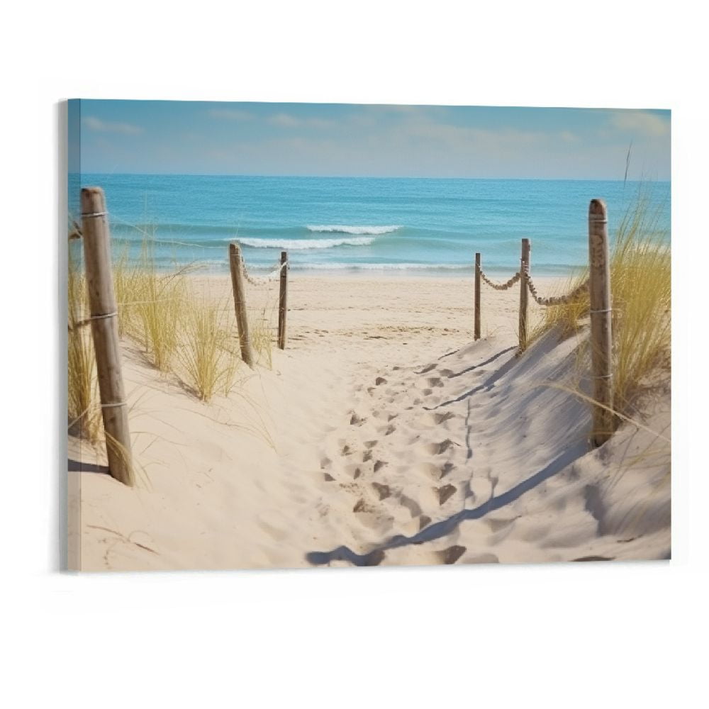 Creowell Small Beach Scene Bathroom Wall Art Beach Path Coastal Canvas ...