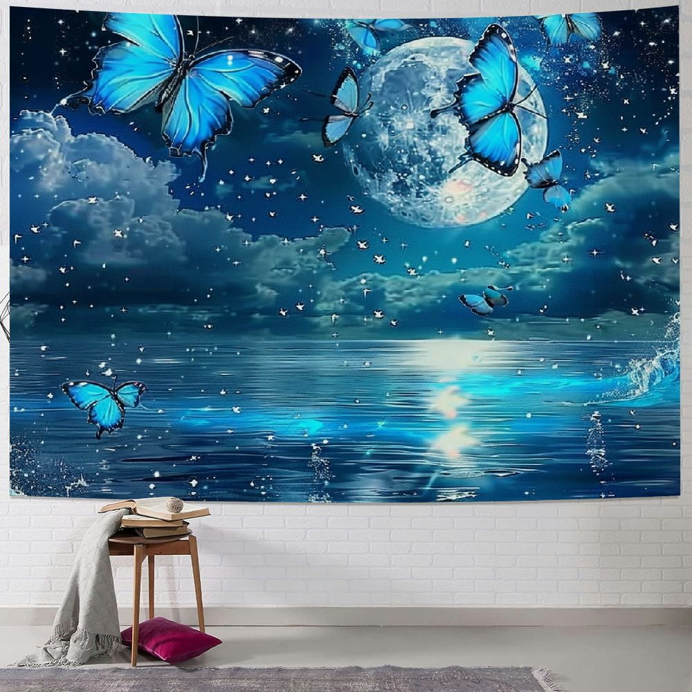 Creowell Small Full Moon over Ocean Tapestry Wall Hanging Psychedelic ...