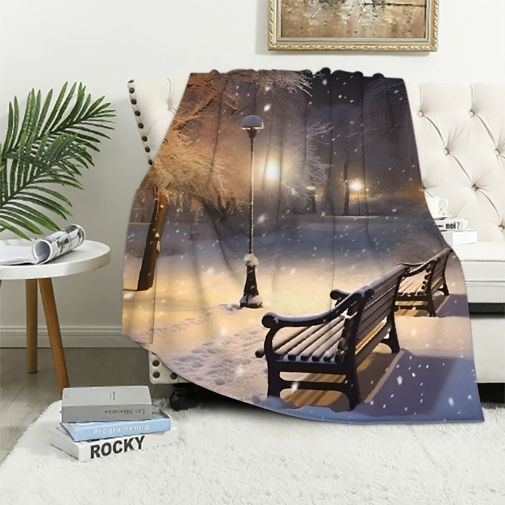 Creowell Snow Lights Bench Throw Blanket for Couch Sofa Bed Office ...