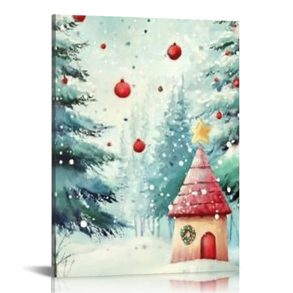 Creowell Snow Trees Birdhouse Canvas Wall Art Home Decor 12x16 16x20in ...