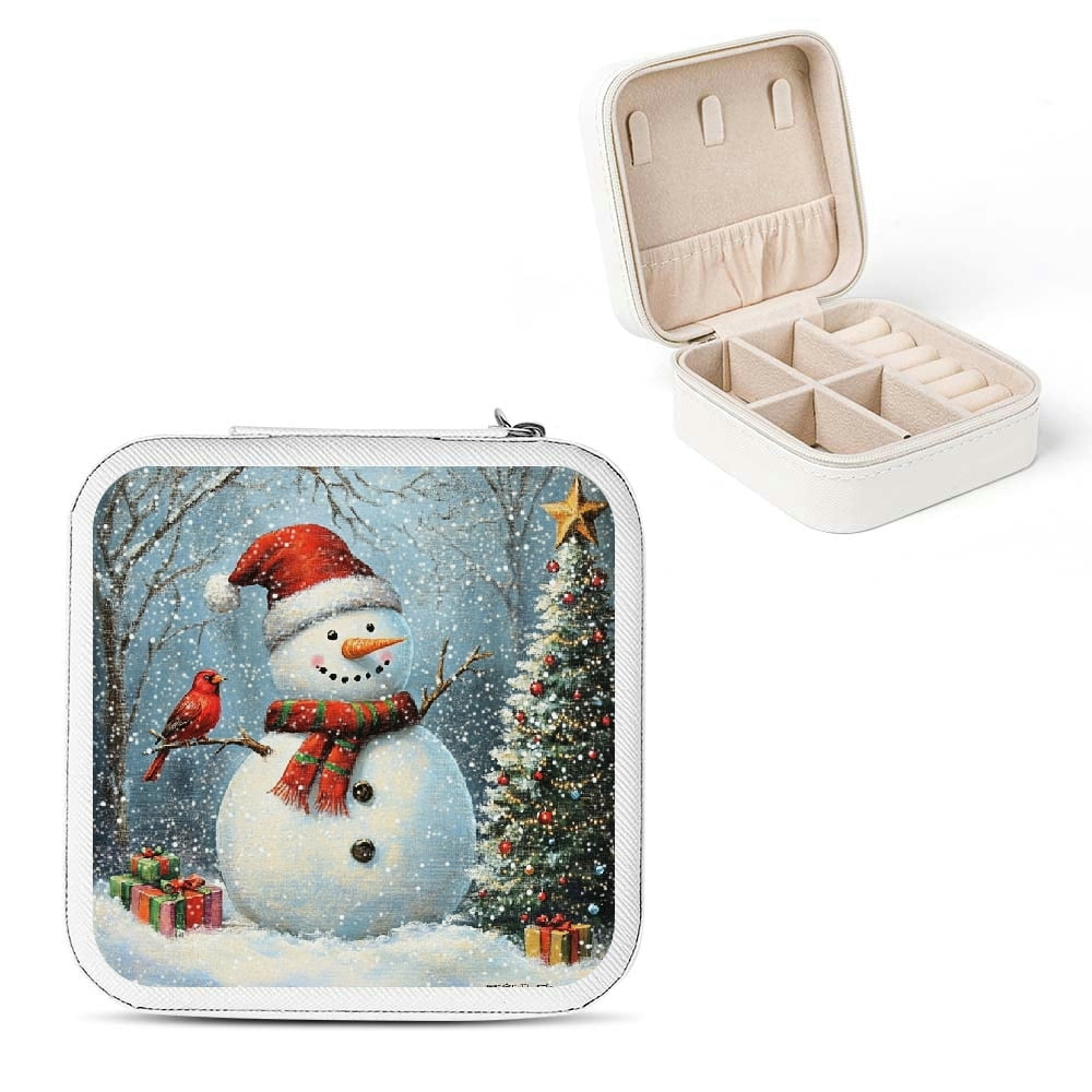 Creowell Snowman Christmas Tree Red Bird Small Jewelry Box for Women ...