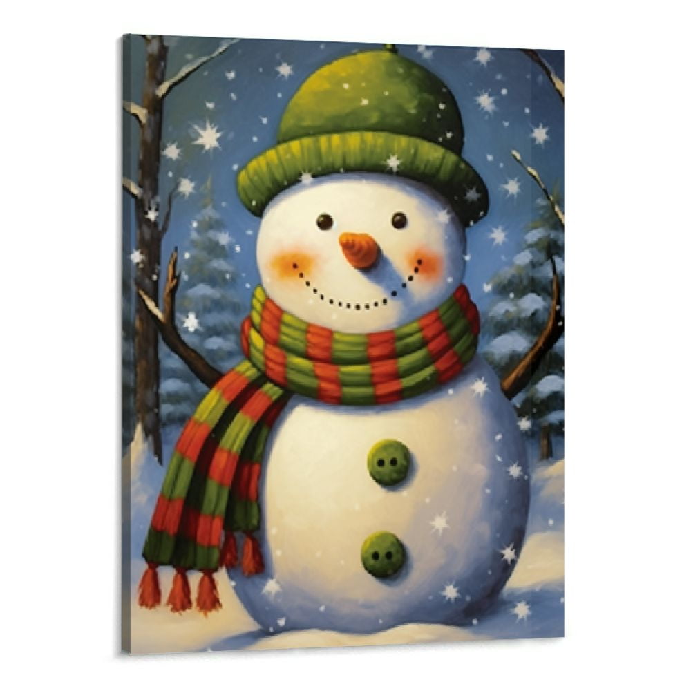 Creowell Snowman Wall Art Decor Christmas Picture,A Snowman in The Snow ...