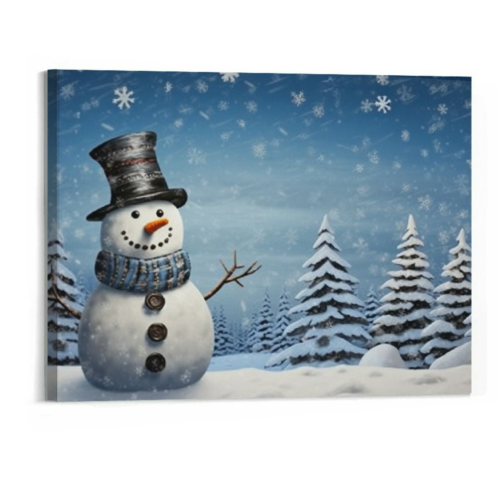 Creowell Snowman Wall Art Snowflake Poster Modern Home Decorations ...