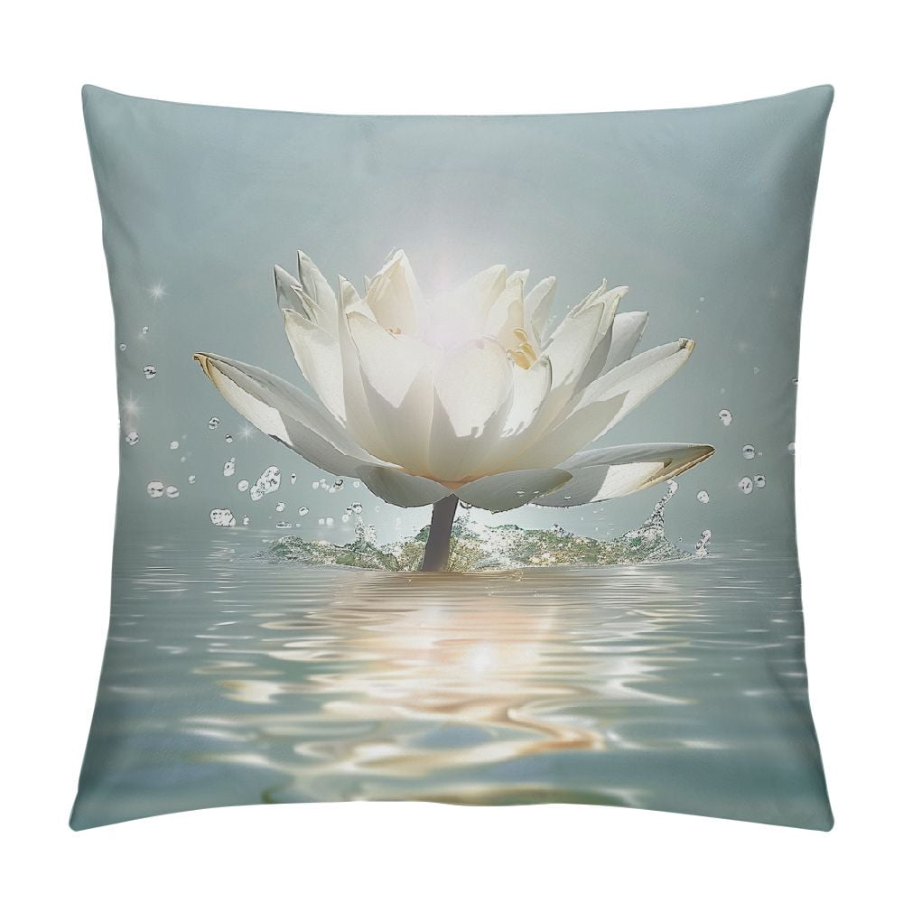 Creowell Soft and Durable Zen Pillow Covers White Lotus Flower Bloom in ...