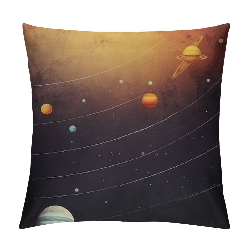 Creowell Solar System Throw Pillow Cover Modern Warm Pillow Cases ...